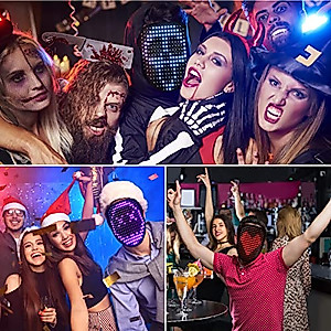 Keledz Led Mask, Light up Mask with Gesture Sensing Control, LED Lighted Face Transforming for Costume Cosplay Party Masquerade, Hallowee Mask