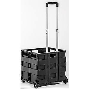 dbest products Quik Cart Topless without Lid Travel Portable Mobile Storage Collapsible Handcart Rolling Utility Heavy Duty, Black
