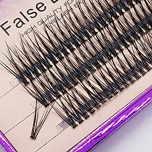 Bodermincer 120pcs 0.10mm Thickness Handmade Fish Tail False Lahses Thick Natural Long Black Individual False Eyelashes Fake Eye Lashes Extensions Makeup Tool (12mm)