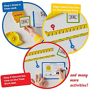 hand2mind Telling Time Basics Center Kit, NumberLine Learn to Tell Time Activity Set, Telling Time Teaching Clock Activities, Analog Classroom Clock for Kids, Math Manipulatives for Elementary School