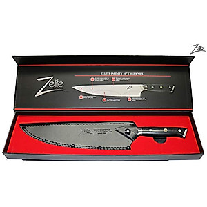 Zelite Infinity Chef Knife 10 Inch, Chefs Knife, Kitchen Knife, Chef's Knives, Chef Knives, Sharp Knife, Vegetable Knife - German High Carbon Stainless Steel - Pakkawood Handle - Leather Sheath