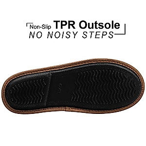 riemot Men's Women's Furry Warm Slippers, Memory Foam Slippers Comfortable Closed Toe House Slippers Shoes Anti slip Sandals Lightweight Winter Indooor Slippers Brown EU 44-45