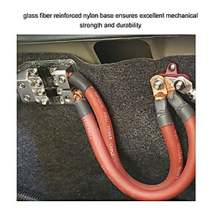 Power Distribution Terminal Block 1/4in Power Stud Battery Junction Block Post Distribution Block Insulated with Cover DC 48V 80A M6 Positive Negative 2 Studs Battery Junction Block