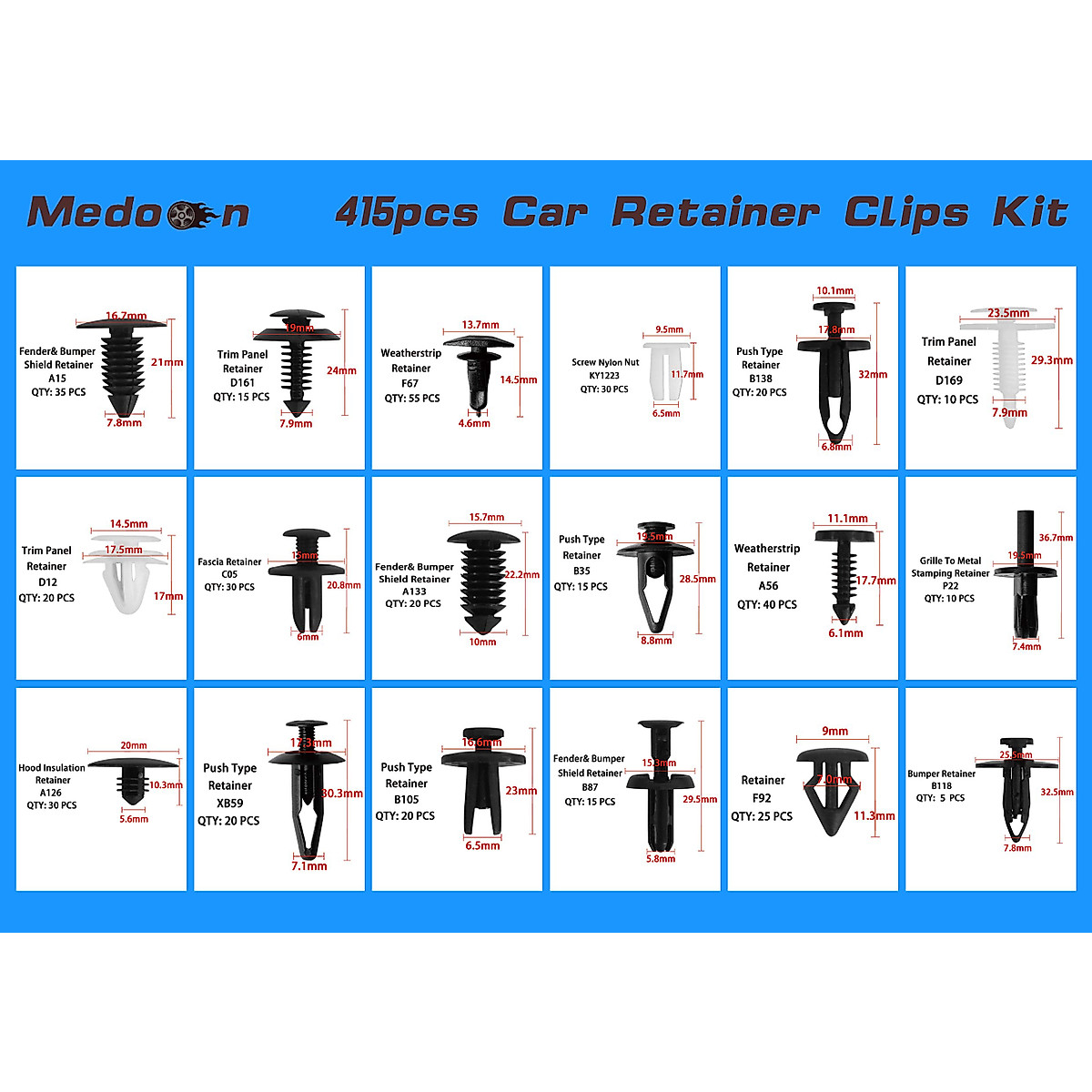Car Retainer Clips Fasteners Cars Body Kits 32 Most Popular Sizes 715 PCS Car Door Panel Trim Clips Kit 1 Pcs Fastener Remover for Ford GM Toyota Honda Chrysler BMW Benz Nissan Subaru Audi Mazda