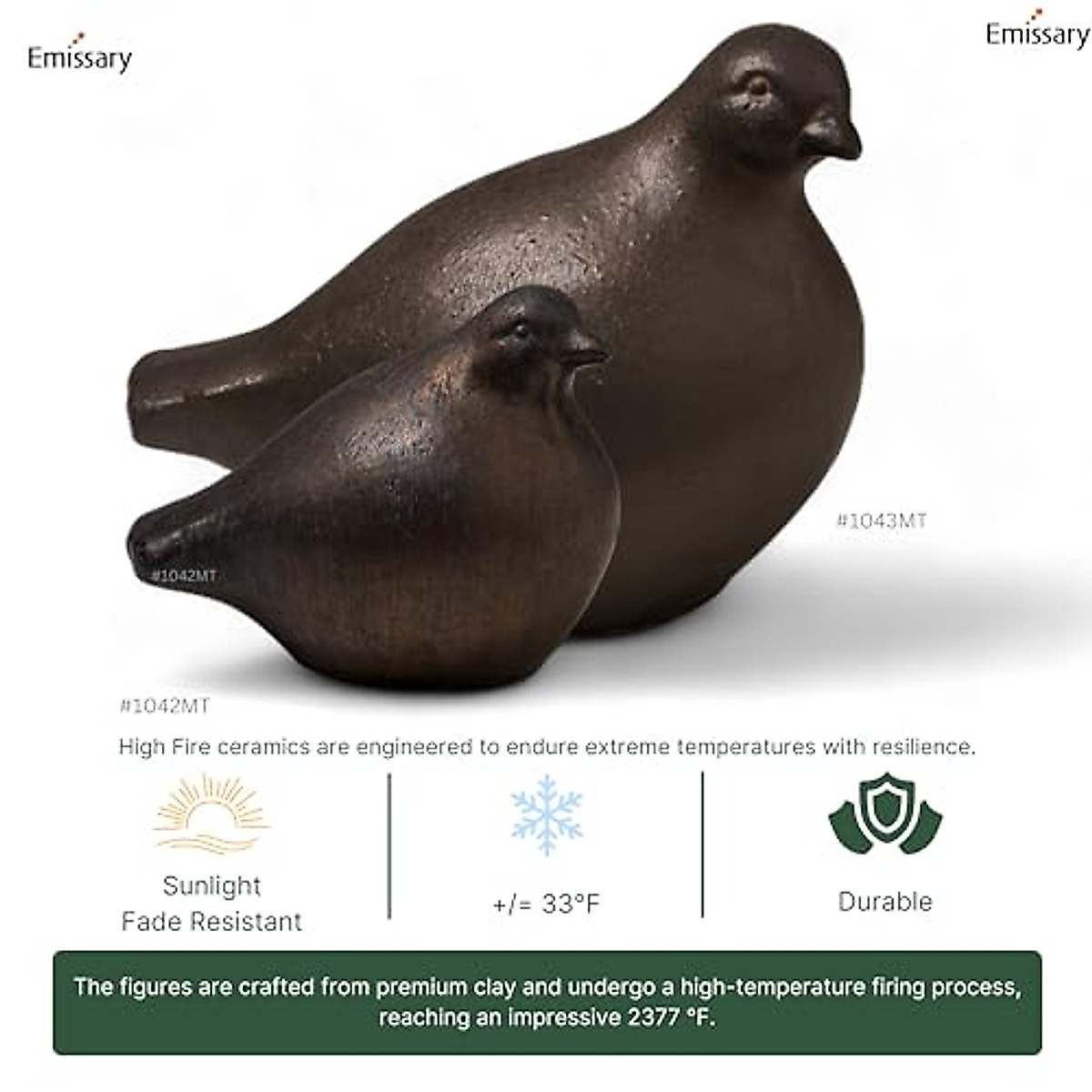 Emissary Metallic Quail, 10" H