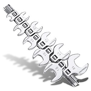 WORKPRO 3/8" Drive Crowfoot Wrench Set, 10-Piece Metric Crowfoot Wrench with Clip-on Organizer, 10-19mm, Great for Automotive Repair Work Hard-To-Reach Areas