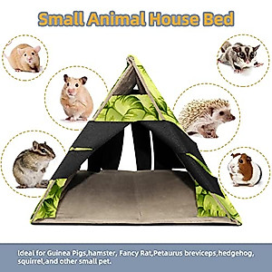 Y-DSIWX Guinea Pig House Bed, Rabbit Large Hideout, Small Animals Nest Hamster Cage Habitats Green Leaves