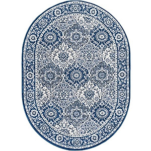 Newcomb Traditional Oriental Navy Oval Area Rug, 5' x 7' Oval
