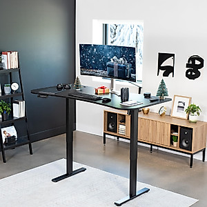 VIVO Electric 63 x 32 inch Standing Desk Workstation, Memory Controller Height Adjustment, 1B Series, Dark Walnut Top Black Frame, DESK-KIT-1B1D