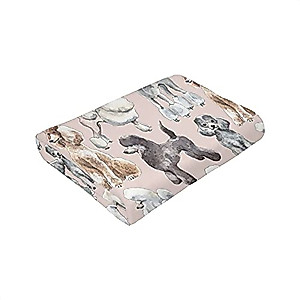 Quicklro Poodles Dogs Flannel Fleece Soft Throw Blanket 60*50inch,Lightweight Microfiber Flannel Fleece Plush Blanket for Bed Sofa Couch All Seasons Black