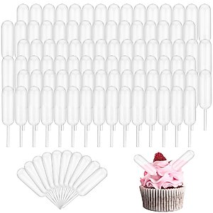 Yuanchu Plastic Pipettes,100 Pcs 4ml Cupcake Pipettes Dropper Transfer Squeeze Syringes Disposable Pipettes Suitable for Chocolate Cupcakes Strawberries Mini Cakes Kitchen Supplies