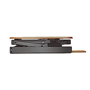 Rocelco 32" Height Adjustable Standing Desk Converter - Sit Stand Computer Workstation Riser - Dual Monitor Retractable Keyboard Tray Gas Spring Assist - Teak Wood Grain (R EADRT)