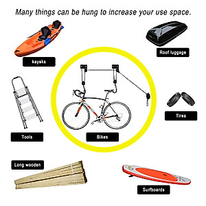 LIBOSULV Kayak Hoist Lift Systems for Kayaks, Canoes, Surfboards, Bikes or ladders. Kayak Suspension Hoist Pulley Garage Storage for Bicycle