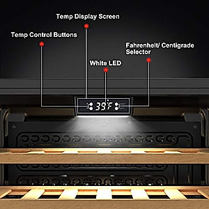 Galanz GLW57MS2B16 47 Bottle Built in Wine Refrigerator, Digital Temperature Control, White LED Interior Lighting, 5.7 Cu. Ft., Stainless Steel
