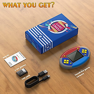 TEBIYOU Handheld Game Console for Kids Build in 218 Puzzle Leisure Video Games Portable Rechargeable Oval Colorful Gamming System with 3.0” LCD Boys Girls Birthday Christmas Party Gift (Gray)