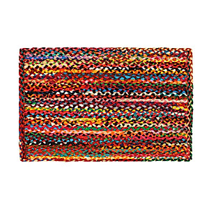 COTTON CRAFT Cotton Chindi Braid Rag Rug - Boho Farmhouse Rustic Area Accent Throw Rug - Handwoven Reversible Natural Recycled Cotton - Living Room Den Study Home Décor Gift - 2' x 3' - Multi Color