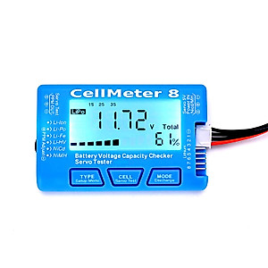 SoloGood RC CellMeter 8 Digital Battery Capacity Checker Battery Voltage Tester LCD Backlight for LiPo Life Li-ion NiMH Nicd Cell Meter Battery Checker