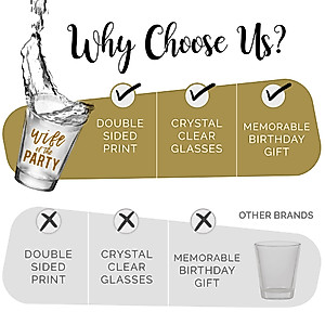 Wife of the Party and The Party Bachelorette Party Shot Glasses, Set of 12, 11 Gold The Party and 1 Gold Wife of the Party Shot Glass, Perfect Bachelorette Party Decorations and Brides Maid Gifts