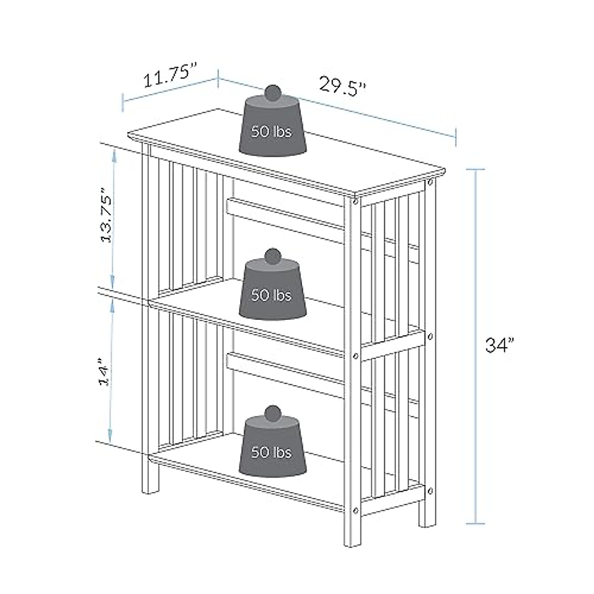 Casual Home Mission Style 3-Shelf Bookcase, Espresso