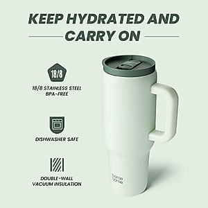 BOTTLE BOTTLE 40 oz Tumbler with Handle and Straw,Stainless Steel Vacuum Travel Mug,Car Cup with Straw, Stainless Steel Vacuum Water Bottle for Gifts Party Office Coffee (Green)