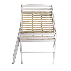 Camaflexi Tribeca Solid Wood High Loft Bed Frame / 14 Wood Slats Support / No Box Spring Necessary/ Easy Assembly / Twin - White