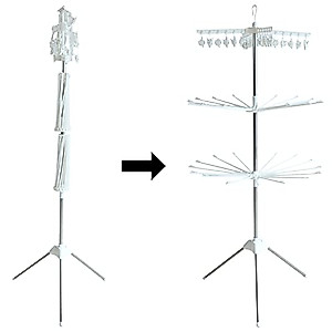 GDAE10 3 Layers White Clothes Rack Stainless Steel Drying Clothes Rack Rotatable and Foldable Clothes Rack Easy to Assemble Clothes Rack Suitable for Family Laundry Closet