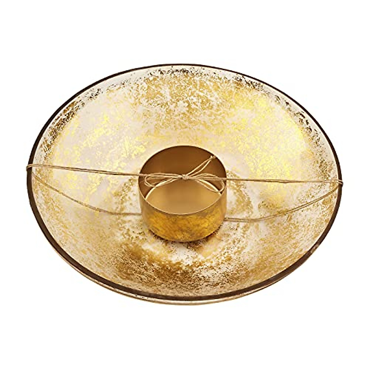 Mud Pie, Gold, Foiled Glass Chip & Dip Set, 2.75" x 12.5" dia, chip 2 3/4" x 12 1/2" dia | dip 2" x 3 1/2" dia