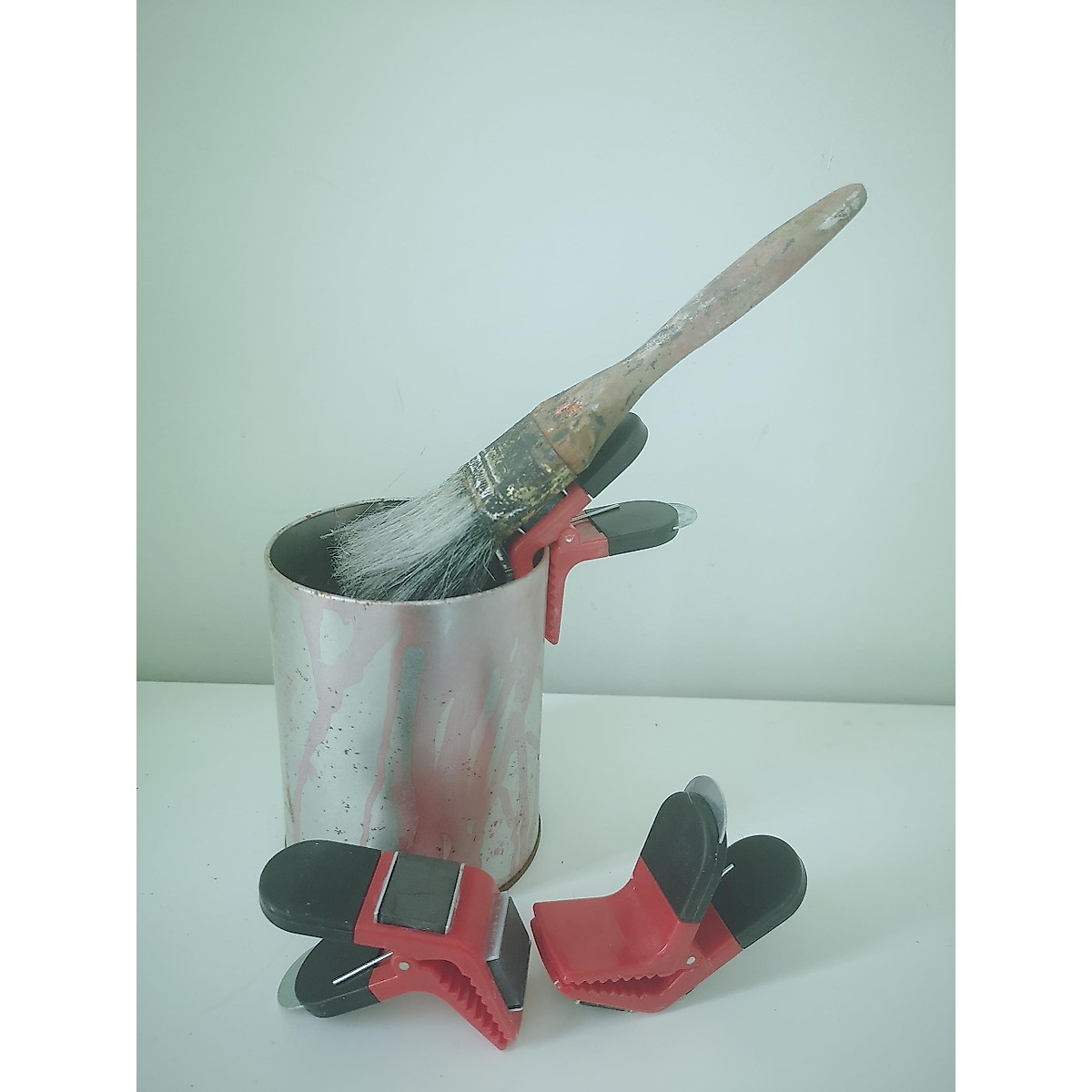 A99 3pcs Magnetic Paint Brush holder clip with Tin Opener DIY tools Red