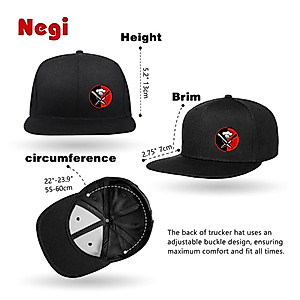 Negi Chef Themed Mens Snapback Hats, Classic Flat Bill Hats for Men Women, Funny Knife Hip Hop Baseball Cap Snapback Extender Adjustable, Black Fitted Hat for Outdoor Grill Fisherman