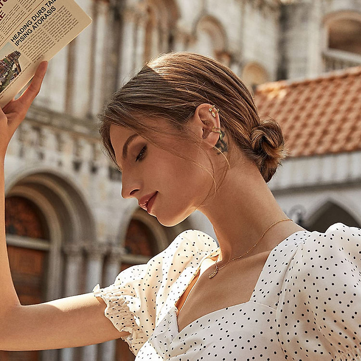 HAIAISO 18 Pcs Gold Ear Cuffs for Women Non Piercing Adjustable Ear Cuff Earrings Clip On Cartilage Helix Wrap Ear Jewelry Set…