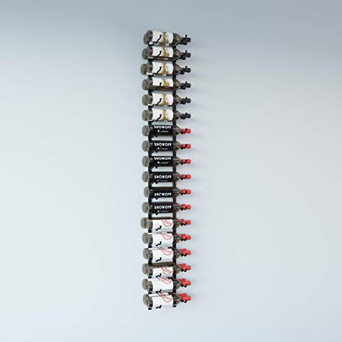 VintageView Wall Series (6 Ft) - 36 Bottle Wall Mounted Wine Bottle Rack Kit (Satin Black) Stylish Modern Wine Storage with Label Forward Design