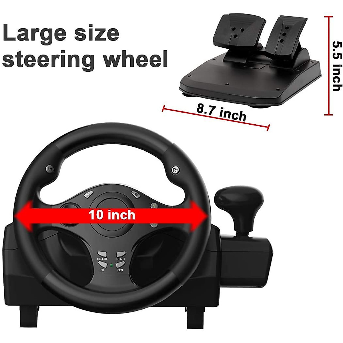 DOYO Game Racing Wheel with Pedals, 270° Steering Wheels PC with Vibration Feedback, Racing Steering Wheel compatible with PS4, Xbox Series X/S, Xbox ONE/360, PS3, Android, Real Racing Simulator