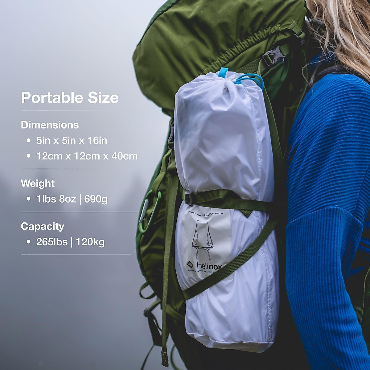 Helinox Chair Zero Ultralight Highback Backpacking Chair, Black