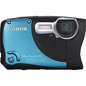 Canon PowerShot D20 12.1 MP CMOS Waterproof Digital Camera with 5X Image Stabilized Zoom 28mm Wide-Angle Lens a 3.0-Inch LCD and GPS Tracking (Blue)