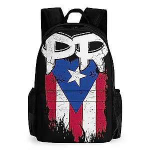 Supdreamc Durable Polyester Daypack Backpack for Sports Travel Running - Big Capacity Anti-Theft Multipurpose Carry On Bag, Flag of Puerto Rico Boricua Art Laptop Book Bag Rucksack