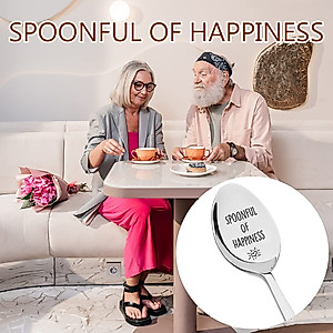 Best Friends Spoon Gifts for Women Men BFF Bestie Birthday Gift for Mom Dad Daughter Son Gifts Spoonful of Happiness Sugar Dessert Coffee Spoon for Coffee Tea Lover Gifts Engraved
