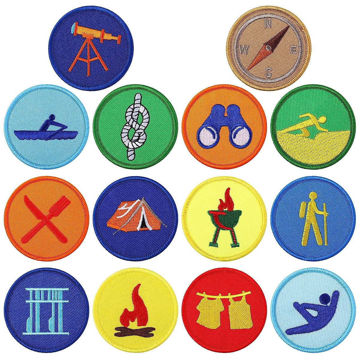 Landical 70 Pcs Round Scout Badge Iron on Embroidery Patches Sew on Patches for DIY Party Decorations