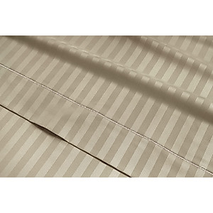 100% Egyption Cotton Cal King Solid Sheet Set & Striped Sheets Set of 2 Combo- 800 Thread Count Sateen Weave Cal KIng Size Solid Sheets & Striped Sheets, Deep Pocket Cotton Bedsheets - Linen