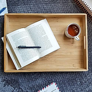 Lipper International 8865 Solid Bamboo Wood Serving Tray, 19.75" x 13.75" x 2.25"