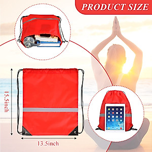 30 Pieces Reflective Drawstring Backpack Bags Sports Gym Cinch Bags Cinch Sack Tote Bags for School Yoga Sport Traveling (Red)