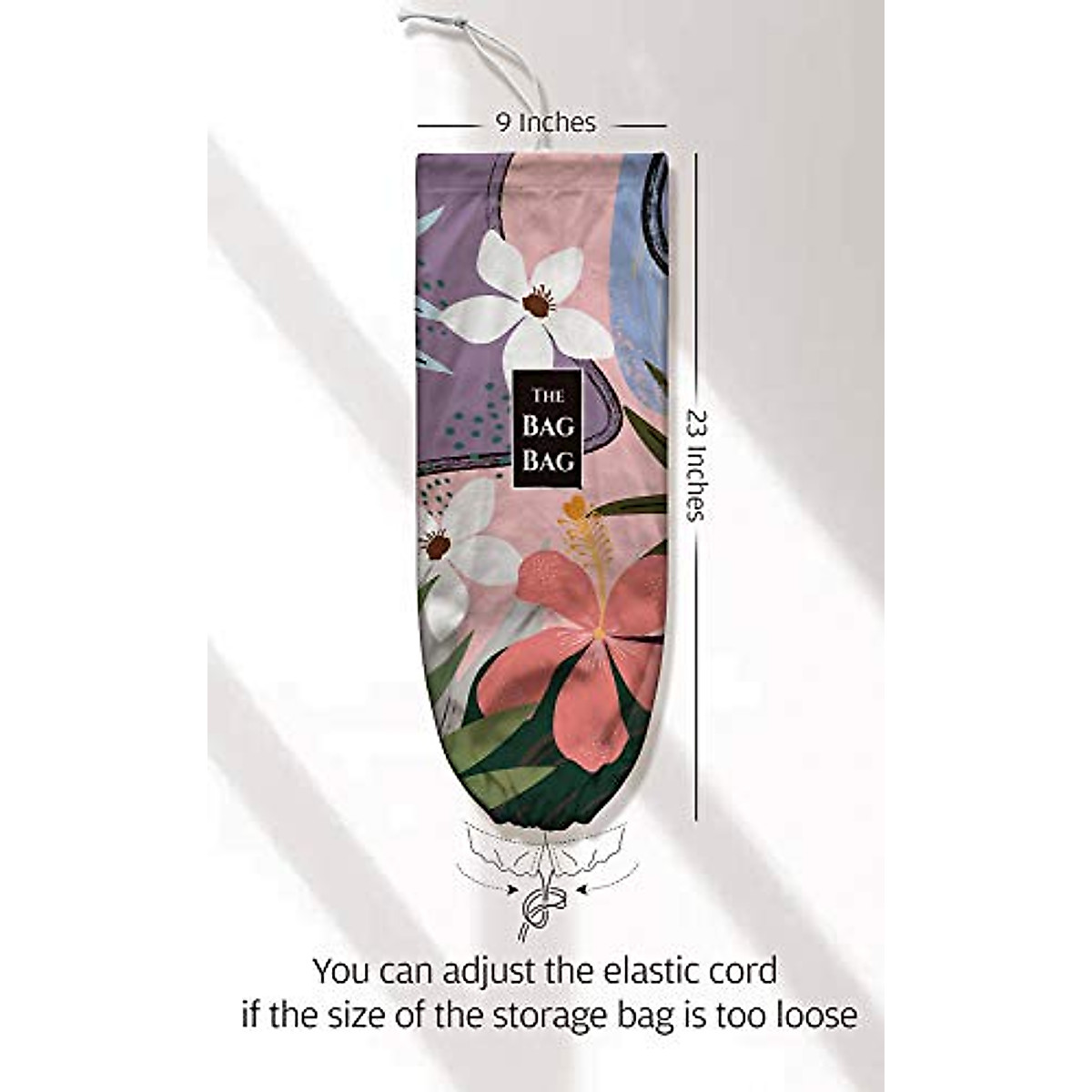 Flower Pattern Grocery Bag Storage Holder, Grocery Shopping Bags Carrier,Plastic Bag Dispenser, Organizer Recycling Grocery Pocket Containers for Home and Kitchen,Gifts for Family23x9 inch