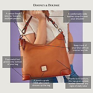 Dooney & Bourke Women's Hobo Shoulder Bag in Pebble Grain Leather, Large Handbag with Adjustable Shoulder Strap, White