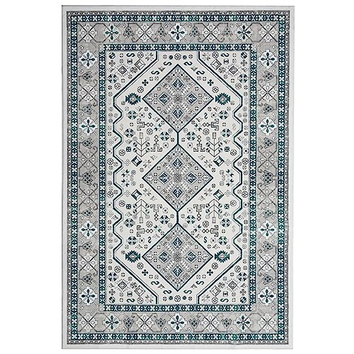 GAOMON Boho Area Rug 8x10 Persian Washable Livingroom Rug, Soft Vintage Boho Gromertic Accent Rugs for Living Room Entryway Dining Room, Non-Slip Non-Shedding Low-Pile Floor Carpet