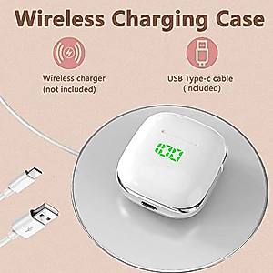 Bluetooth Headphones True Wireless Earbuds 30H Playtime LED Display in-Ear Headphones with Wireless Charging Case Waterproof Ear Buds with Microphone Earphones for iPhone Samsung Android Laptop Sports