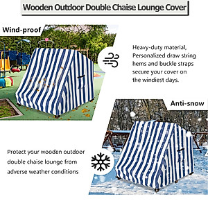 Sobana Kids Outdoor Chaise Lounge Cover for Wooden Double Chaise Lounge,Waterproof Patio Furniture Cover with Zipper for Kids or Pets,Blue