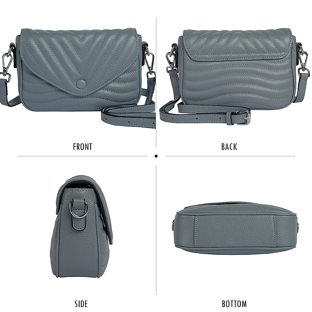 PAPARAZZI Small Quilted Crossbody Bags for Women Genuine Leather Messenger Bag Designer Purses and Handbags, Blue