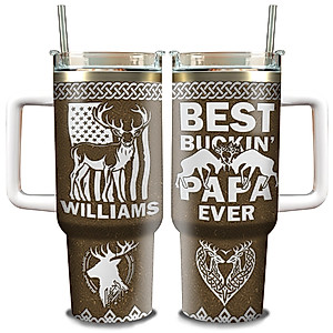 WAZONE Personalized To My Dad Tumbler Cup With Lid Custom Name Tumbler 40oz with Handle and Straw Father and Son Best Friend for Life Fathers Day Birthday Gifts for Dad Stepdad From Son