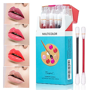 PASNOWFU Tattoo Lipstick, 20 Pcs Tattoo Lipstick cotton swab, Cotton Swab Lipstick, Velvet Matte Tattoo Lip Stain Portable Lip Stain(4 colors)