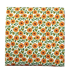 David Angie Sunflower Printed Bullet Textured Liverpool Fabric 4 Way Stretch Spandex Knit Fabric by The Yard for Head Wrap Accessories (Flower)