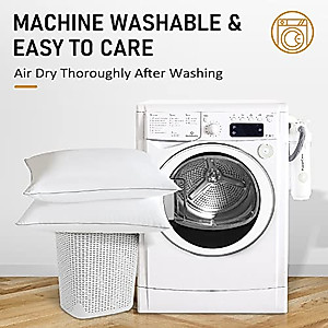 downluxe Premium Down Feather Pillow Luxury Hotel Collection - Bed Pillow for Sleeping with Silver Piped Edges, King Size (20"×36", Pack of 2)